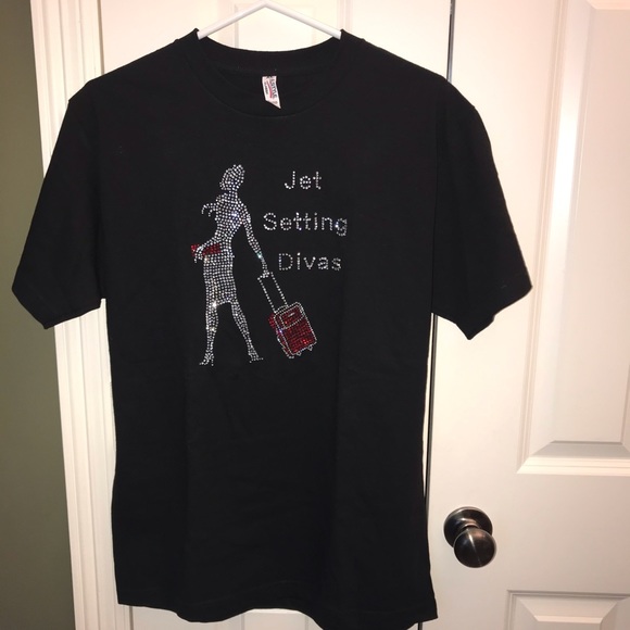 Alstyle | Tops | Custom Made Rhinestone Embellished Tshirt New | Poshmark